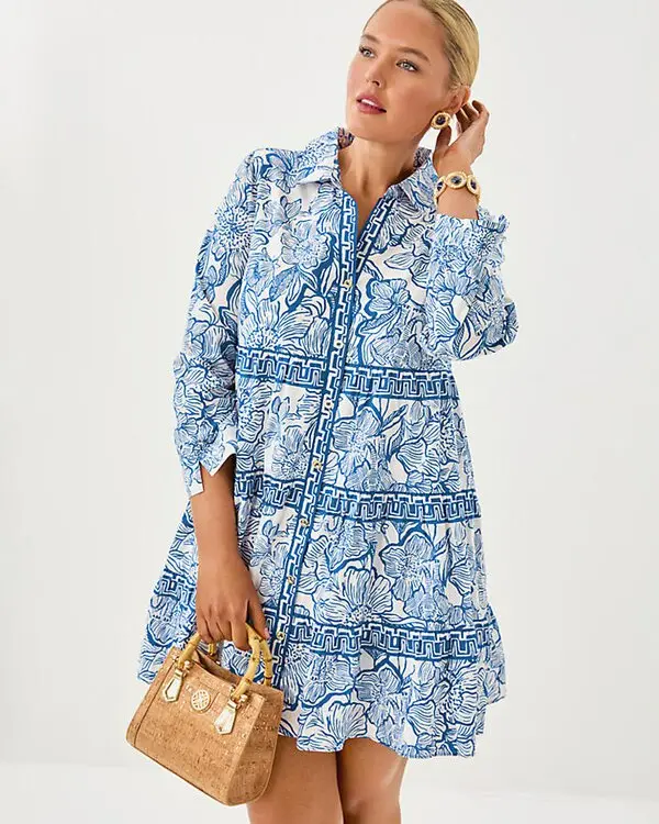 Lilly Pulitzer Angie Shirtdress - Coconut Unforgettable Engineered